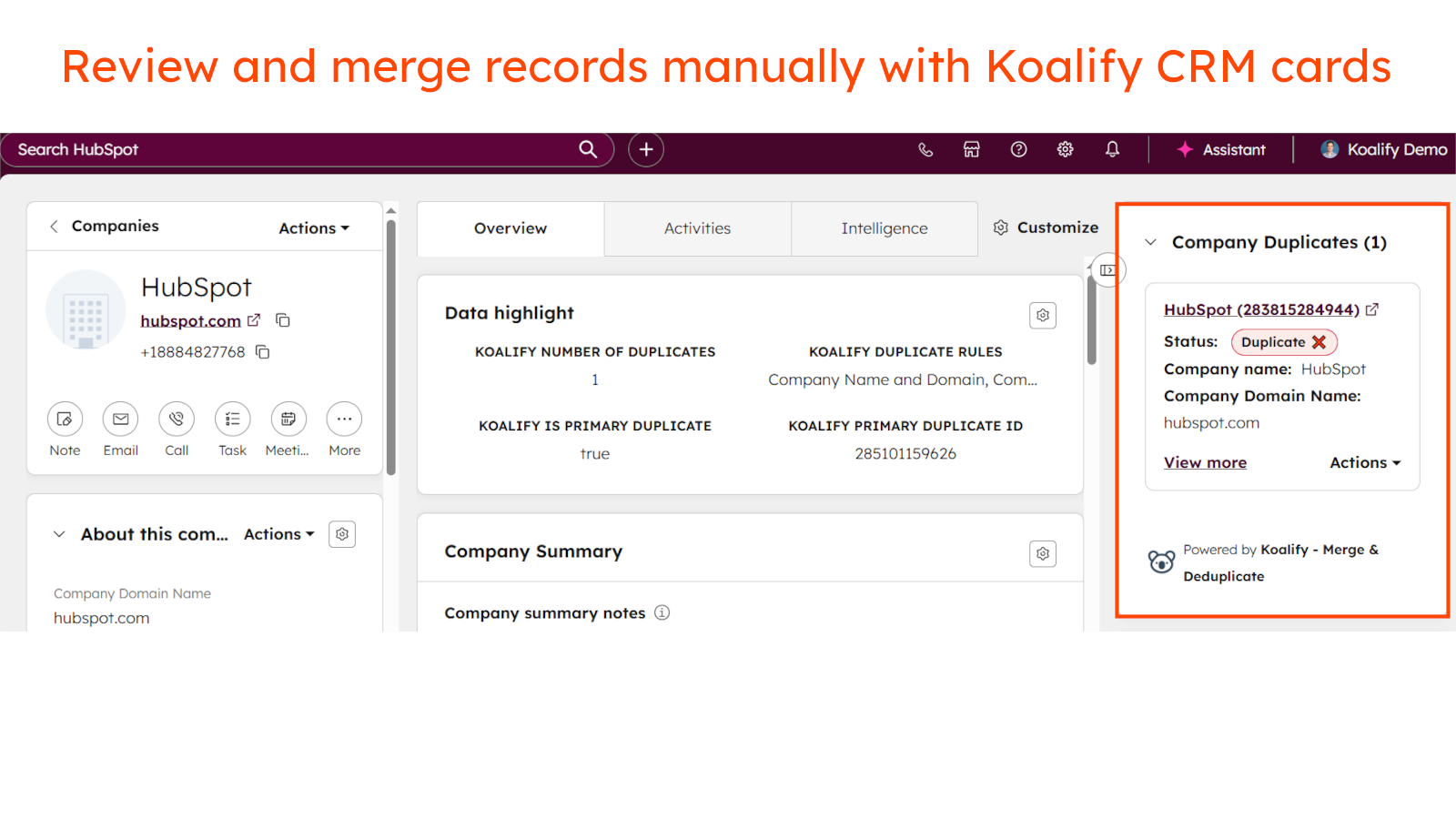 Koalify - Merge & Deduplicate - Workflow Automation and Data Quality and Backup App for HubSpot ...